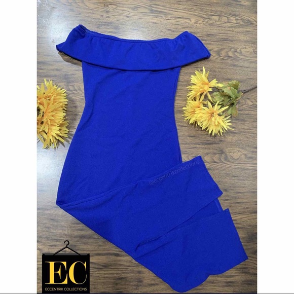 Eccentrik Collections | Dresses | Royal Blue Off Shoulder Bodycon Midi ...